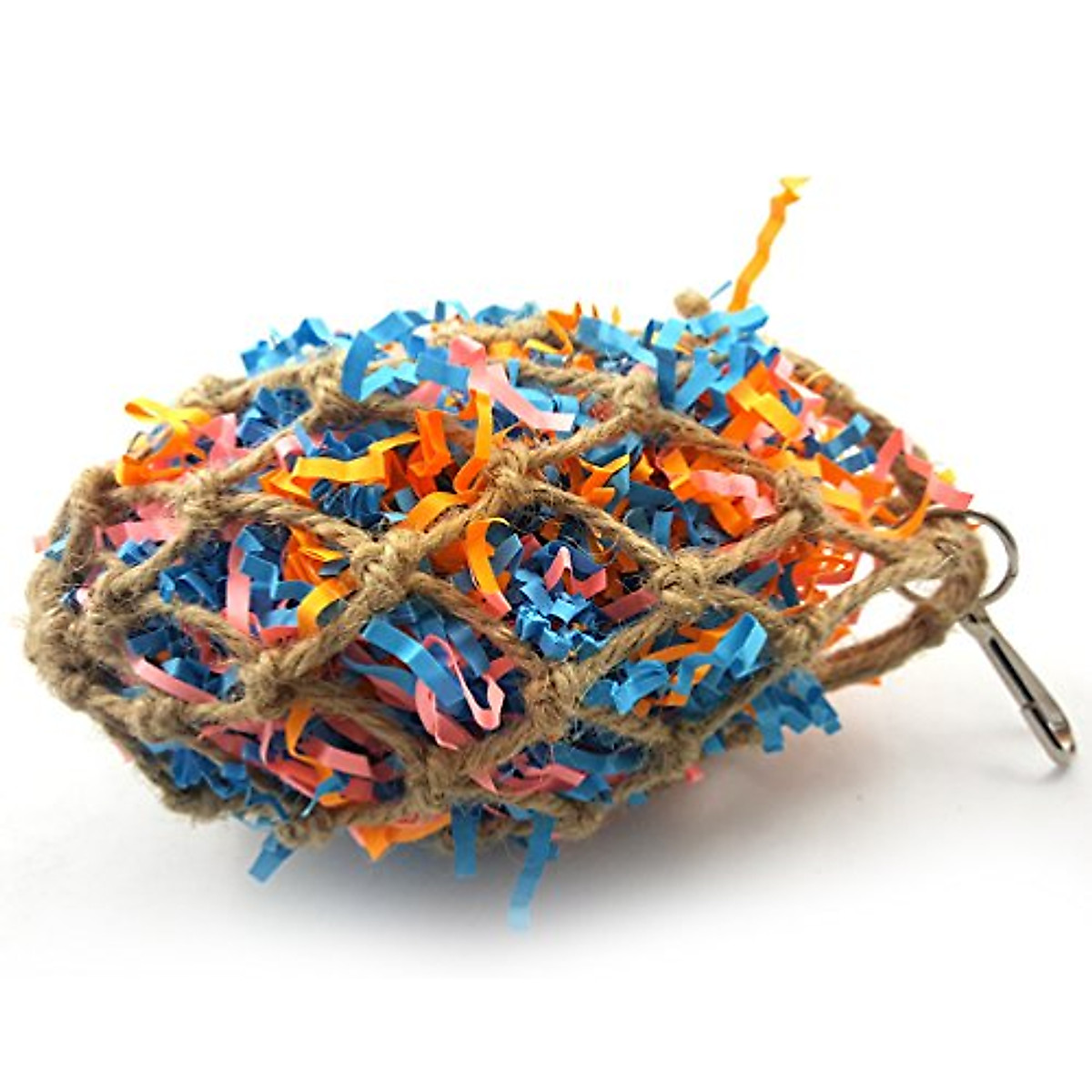 Bird Jute Paper Strips Parrot Mesh Bag Hanging Chewing Toy for Parakeet Cockatiel Conure Cockatoo African Grey Macaw