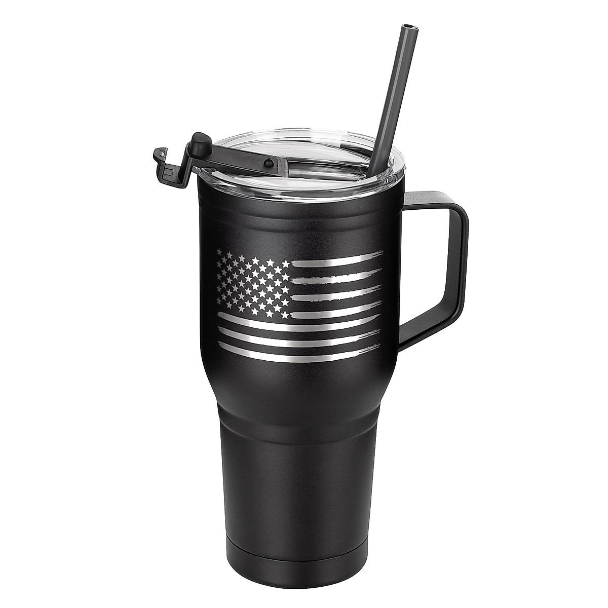 Military Veteran Products American Flag 30oz Stainless Steel Tumbler with Handle - Double Wall Vacuum Insulated Coffee Mug for Cold and Hot Drinks - Flag 30oz Handle Tumbler