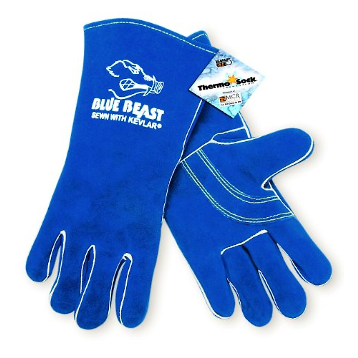 MCR Safety Gloves 4600 Blue Beast Split Cow Leather Welder Gloves with Reinforced Palm and Wing Thumb, X-Large, 1 Pair