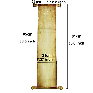 MiraShine Blank Scroll Paper with Wood Rods 8.25 X 36 Inch for Writing, Weding vows, Invitation, Props, Cosplay, Renaissance Festivals, Naughty or Nice List