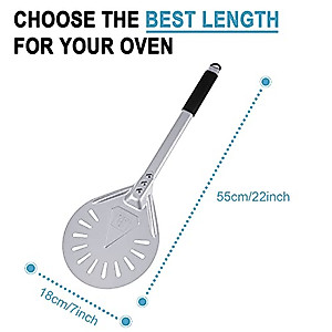 TC Logo 7” Pizza Turning Peel & Paddle, Oven Accessories with Aluminum Plate and Rubber Handle Tool use for Bread Peel, Pastry Dough Cake Spatula for Christmas, and New year Party