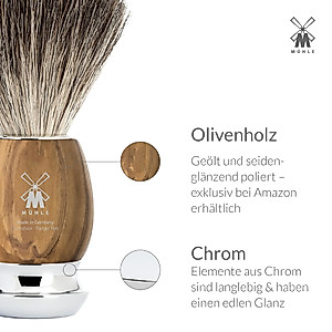 MÜHLE VIVO 4-piece Pure Badger Modern Safety Razor Luxury Wet Shaving Set - Perfect for Every Day Use, Barbershop Quality Close Smooth Shave