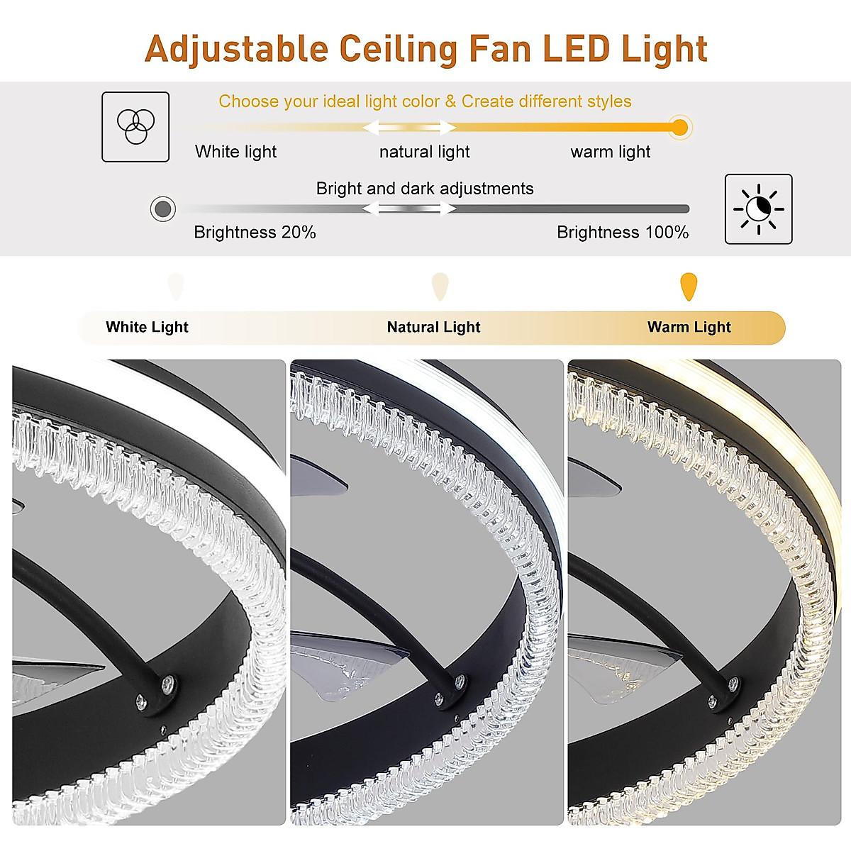 MIDIT Ceiling Fan with Light FSD01-Black