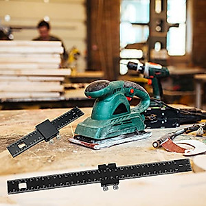 Woodworking Ruler, Precision Pocket Ruler Metal Slide Rule with Inch and Metric Indicators, Carpentry Tools Ruler, Aluminum Alloy Scribing Ruler for Woodworking DIY Measuring Tool (6 inch)