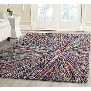 SAFAVIEH Nantucket Collection Area Rug - 5' x 8', Multi, Handmade Boho Abstract Burst Cotton, Ideal for High Traffic Areas in Living Room, Bedroom (NAN319A)
