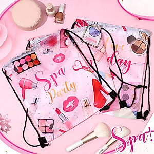 Equsion 12 Pcs Spa Party Favor Bags Drawstring Backpack Spa Party Gift Bags Spa Party Supplies for Girls Women Makeup Birthday Party Decorations Salon Baby Shower Spa Party Decorations, 12 x 10 Inch
