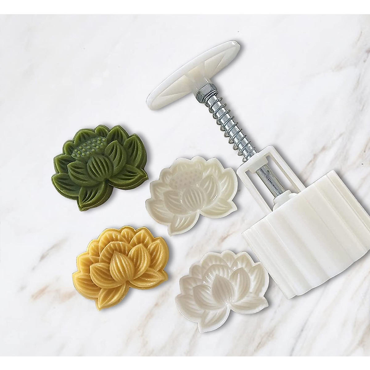 Fruit mid-autumn moon cake press mold, hand-pressed mooncake dessert DIY with 1 stamp flower, moon cake puff pastry press mold DIY (1 Chestnut Stamp-1)