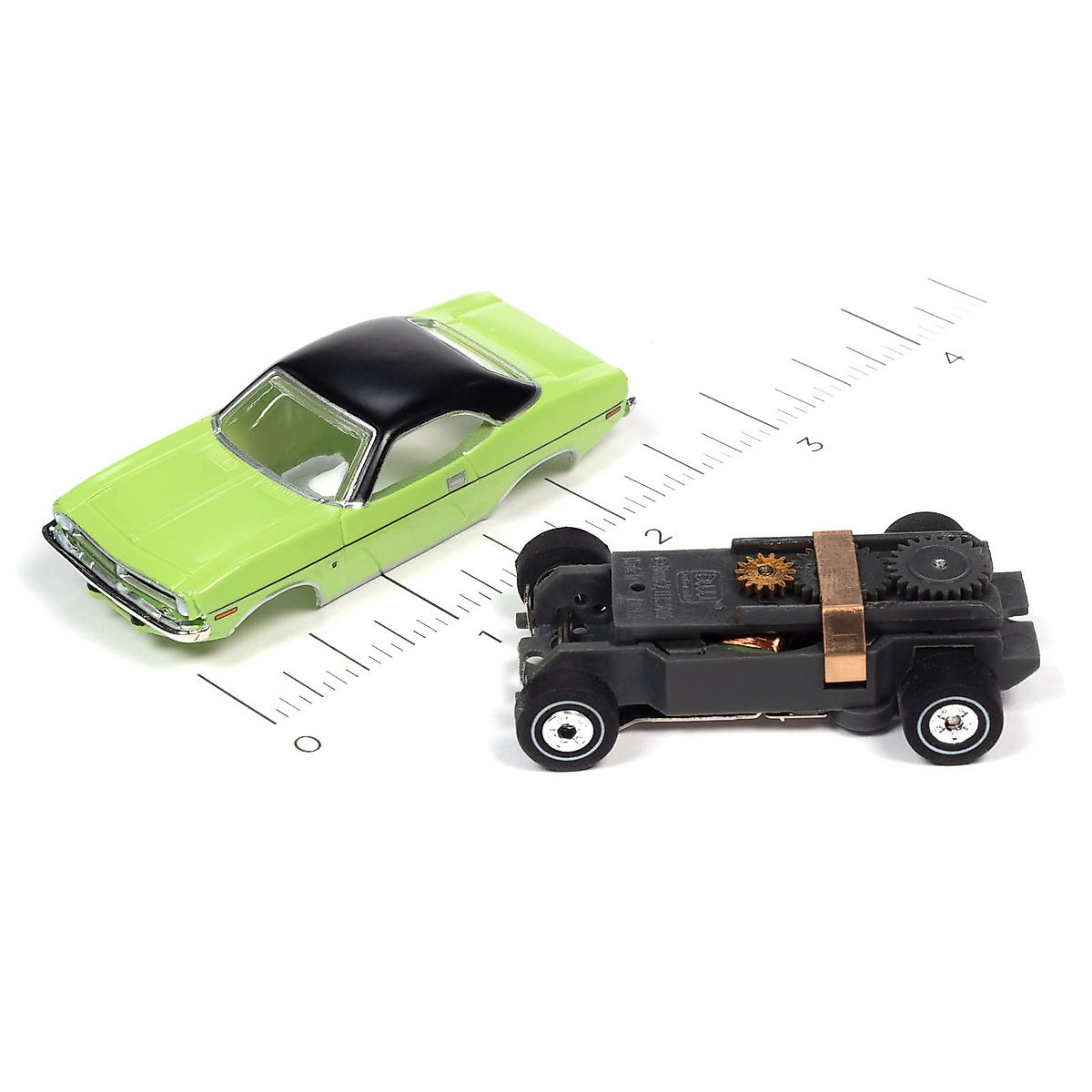 Auto World Thunderjet OK Used Cars 1970 Plymouth Barracuda Gran Coupe (Green) HO Scale Slot Car