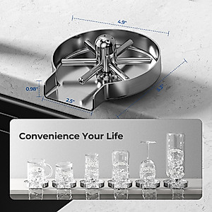 VANCOCO Cup Washer for Sink, 360°Rotary Brushed Stainless Steel Glass Rinser with 11-Hole Water Outlet, Bottle Washer for Kitchen Bar Restaurant, Baby Bottle, Silver