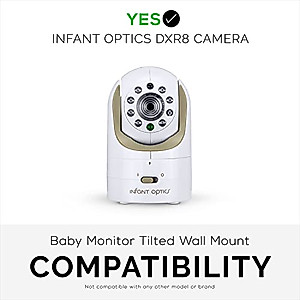 DXR8 & Pro Tilted Wall Mount Holder, Adhesive & Screw-in Bracket, Designed for Infant Optics Camera, Easy to Install, Strong VHB & Screw Mount, White by Brainwavz