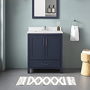 Ove Decors Kansas 30 in. Single Sink Bathroom Cultured Marble Countertop Vanity, 30 inches, in Midnight Blue