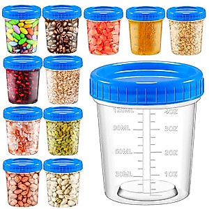 FEOOWV 12pcs 4oz Salad Dressing Container to Go - Small Containers with Lids Leakproof Condiment Containers with Screw Lids Reusable Stackable Plastic Dip Sauce Containers (Blue)