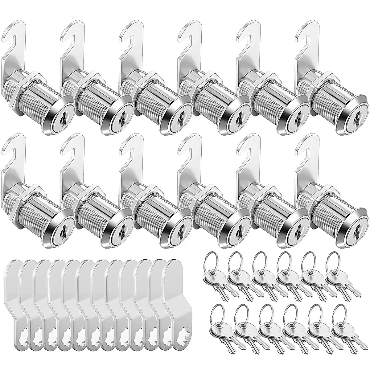 Sissinda Cam Locks Cabinet Locks Keyed Alike,1-1/8Inch Cylinder Fits on 0.9Inch Max Panel Thickness,Secure Drawer RV Camper Trailer,Zinc Alloy(1-1/8Inch 12Pcs)