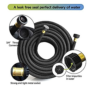 Holldoor Soaker Hose 100 Ft for Garden Beds with Soaker Hose Fittings, 1/2’’ Diameter Soaker Hose for Garden, 70% Water Saving Drip Hoses for Lawn, Landscaping, Garden(100 FT)