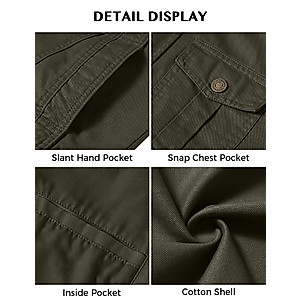 WenVen Men's Military Casual Cotton Jacket Outwear (Army Green, X-Large)