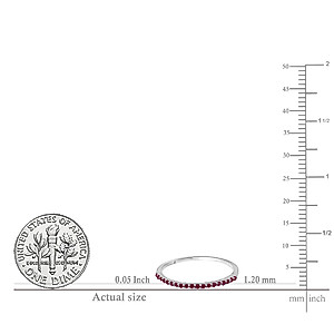 Dazzlingrock Collection Round Ruby Dainty Half Eternity Style Wedding Band For Women | 14K White Gold, Size 7