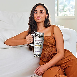 Ksoemar 40 Oz Auntie Cup with Handle and Straw, Double Wall Stainless Steel Auntie Mugs, Insulated Aunt Coffee Travel Mug, Aunt Cup Gifts Ideas for Birthday, Mothers Day, Christmas