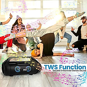 Pyle Wireless Portable Bluetooth Boombox Speaker - 500W 2.0CH Rechargeable Boom Box Speaker Portable Barrel Loud Stereo System with AUX Input/USB/SD/Fm Radio, 3" Subwoofer, Voice Control - PBMWP185