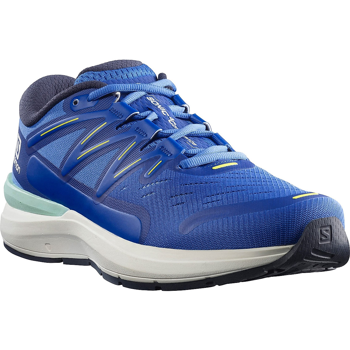 Salomon Sonic 4 Confidence Running Shoes for Men, Palace Blue/White/Evening Primrose, 10.5