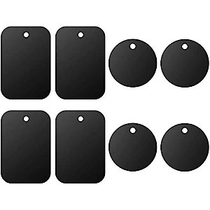 DSTELIN Universal Metal Plate 8 Pack for Magnetic Phone Car Mount Holder Cradle with Adhesive (Compatible with Magnetic Mounts) - 4 Rectangle and 4 Round, Black