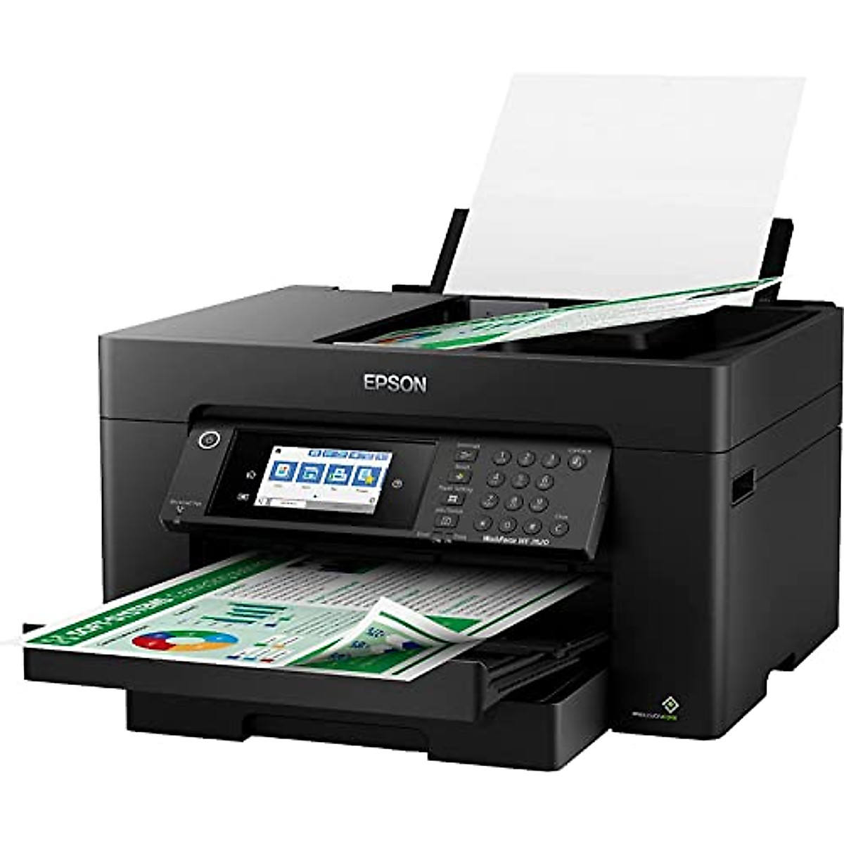 Epson Workforce Pro WF-7820 Color Inkjet Wireless All-in-One Printer - Print Scan Copy Fax - 4.3" Touchscreen Display, 4800 x 2400 dpi, 13"x19", 50-Sheet ADF, 25 ppm, Auto 2-Sided Printing