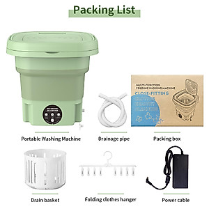 Portable Washing Machine,8L Foldable Mini Washing Machine,FOVXYVO Portable Washer for Underwear,Socks,Baby Clothes,Towels,Pet Items,Apartment,Hotel,RV,Home,Dormitory,Camping,Sickroom,Green