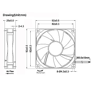 GDSTIME 92mm x 92mm x 25mm 12V Dual Ball Bearings Brushless Cooling Fan
