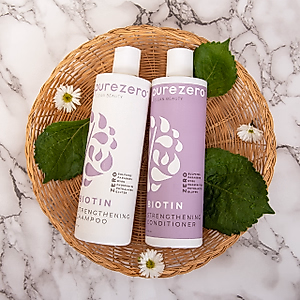 Purezero Biotin Conditioner - 12 Fl Ounces - Anti Thinning Formula - Volumizing, Thicker, Fuller Hair - Zero Sulfates, Parabens, Dyes, Gluten - 100% Vegan & Cruelty Free - Great for Color Treated Hair