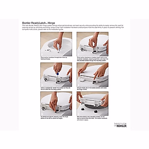 KOHLER 24495-A-0 Border ReadyLatch Elongated Toilet Seat, Quiet-Close Lid and Seat, Grip-Tight Bumpers and Installation Hardware, White