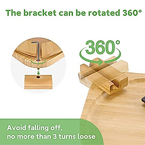 SINWANT Sofa Arm Clip on Tray Table,Bamboo Sofa Armrest Tray with 360° Rotating Phone Holder,Couch Arm Table Tray for Arm, Sofa Tables for Drinks Eating Snacks Table