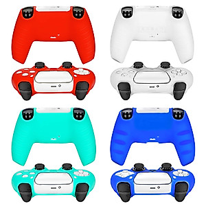 2 Pack Controller Skin and Thumb Grips for PS5 Controller PS5 Skin, YU33 Anti-Slip Silicone Cover Protector Case for Sony Playstation 5 Joystick/DualShock 5 with 12 Thumb Grips
