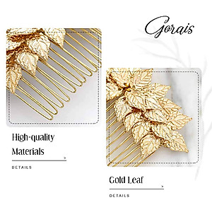 Gorais Gold Leaf Wedding Hair Comb Leaves Bridal Hair Piece Bride Hair Accessories for Women and Girls