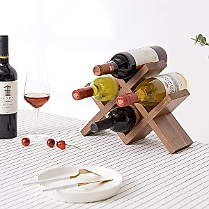 INMAN Oak Wood Wine Storage Rack countertop, Independent Capacity Wine Rack Durable Storage Rack, Suitable for Wine cellars, Bars, Homes and Kitchen Storage Racks(Walnut)