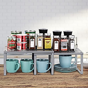 MOOACE Set of 4 Expandable Stackable Kitchen Counter Shelves Organizer, Metal