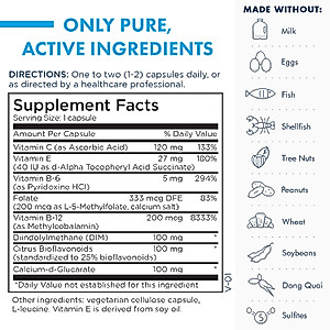 Metabolic Maintenance DIM Complete - 100mg Diindolylmethane Supplement with Vitamin E, B12 + Active Folate (60 Capsules)