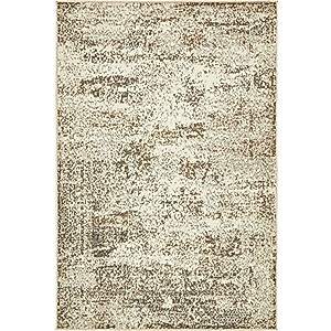 Unique Loom Tuareg Collection Distressed Abstract Traditional Vintage Area Rug, 4 ft x 6 ft, Beige/Brown