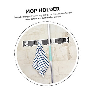 OKUMEYR 2pcs Mop Holder Wall Mount Tool Organizers Cleaning Supplies Organizer Wall Mounted Organizer Nail Broom Holder Mops Wall Utility Rack Shelf Rakes Dustpans Hanger Black Abs