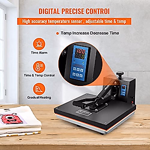 VEVOR Heat Press 16x20, 1700W Power Heat Press Machine, Fast Heating, High Pressure Heat Press Machine for T-Shirt, Digital Industrial Sublimation Printer for Heat Transfer Vinyl, Easy to Use, Black