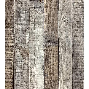 Reqfen Distressed Wood Wallpaper Peel and Stick Wallpaper 17.71” x 118” Self Adhesive Wood Wallpaper Reclaimed Vintage Faux Plank Look Wood Film Shiplap Cabinet Vinyl Removable Decorative Home