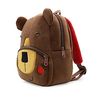 Children Toddler Preschool Backpack Plush Animal Cartoon Backpack Baby Kids School Satchel Travel Lunch Bags Bear