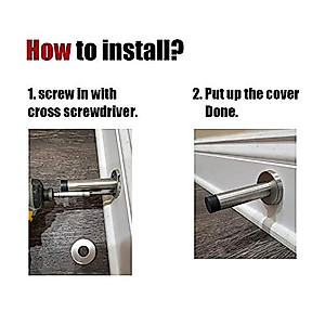 JQK Door Stopper Black, 304 Stainless Steel Thicken 1mm Sound Dampening Door Stop Bumper Wall Protetor 2 Pack, Matte Black, DSB5-PB-P2