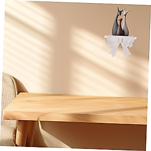 Amosfun Bedroom Shelf Decor Wooden Wall Storage Shelf Floating Shelves for Living Room Bowknot Floating Shelf White