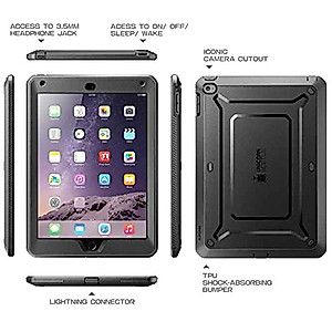 SUPCASE [Beetle Defense Series] Case for iPad Mini 3 Case Full-Body Rugged Case Cover with Built-in Screen Protector [Fit Apple iPad Mini 2 & 3, Not Fit iPad Mini 4] (Black)