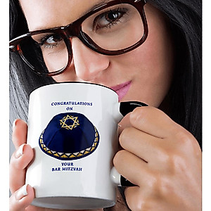 3dRose mug_62233_4 "Bar Mitzvah Boy" Two Tone Black Mug, 11 oz, Multicolor