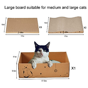 RUBMEOW Cat Scratcher Cardboard Cats Scratch Pad Box for Indoor Cats,5pcs Scratching Board Bed Reversible Durable,with Catnip