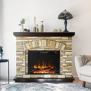 Electric Fireplace with Mantel, Tall Fire Place Heater Freestanding with Remote Control Timer LED Flame for Living Room Bedroom