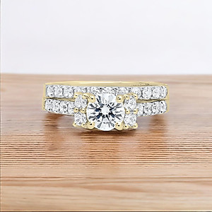 Dazzlingrock Collection 3.00 ctw Round Cubic Zirconia 5 Stone Women's Ring Set (6mm Center Stone) in 10K Yellow Gold Size 6