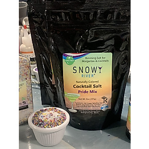 Snowy River Pride Cocktail Salt-Sugar Blend - Naturally Colored Margarita Salt with Sugary hints, Margarita Rimmer, Beverage Rimmer, Cocktail Rimming Salt, Decorative Salt, Kosher (16oz Bag)