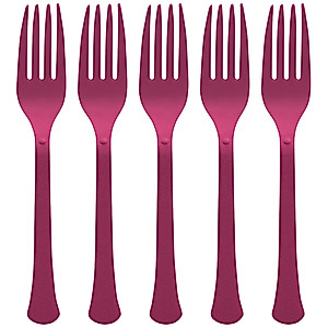 Berry Plastic Heavy Weight Forks (20 Count) - Premium Disposable Plastic Cutlery, Perfect for Home Use and All Kinds of Occasions