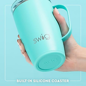 Swig Life 18oz Travel Mug, Insulated Tumbler with Handle and Lid, Cup Holder Friendly, Dishwasher Safe, Stainless Steel, Travel Coffee Cup (Bride to Be)